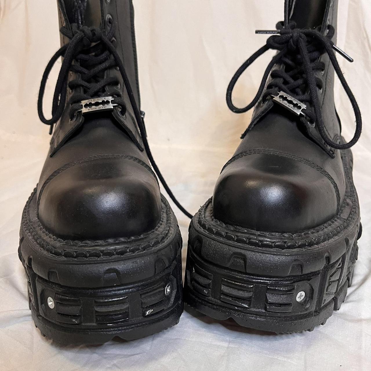 NEW New Rock Black Tank Mega Platform Ankle Boots... - Depop