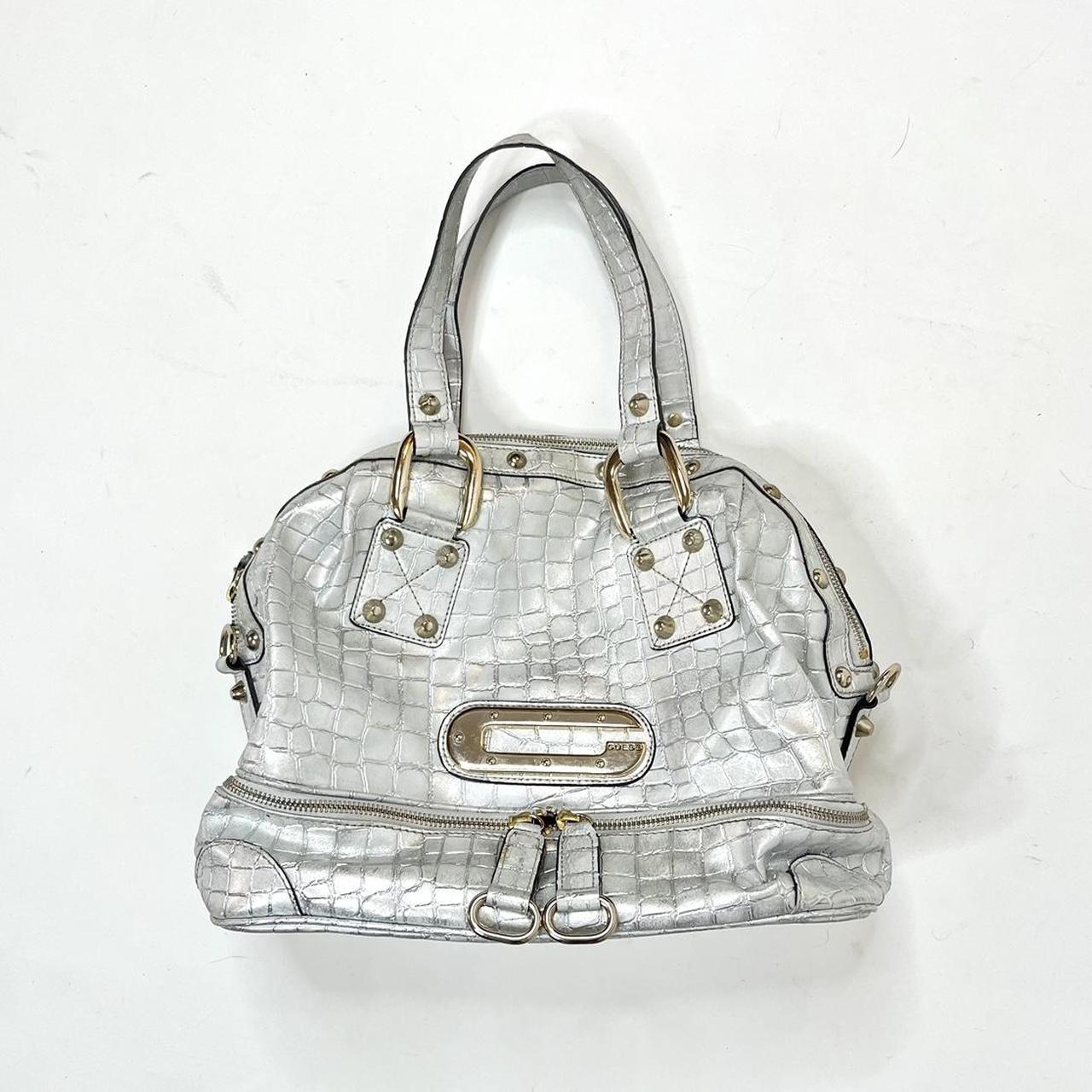 2000s Silver Guess Crocodile Print Studded Bag ★ ... - Depop