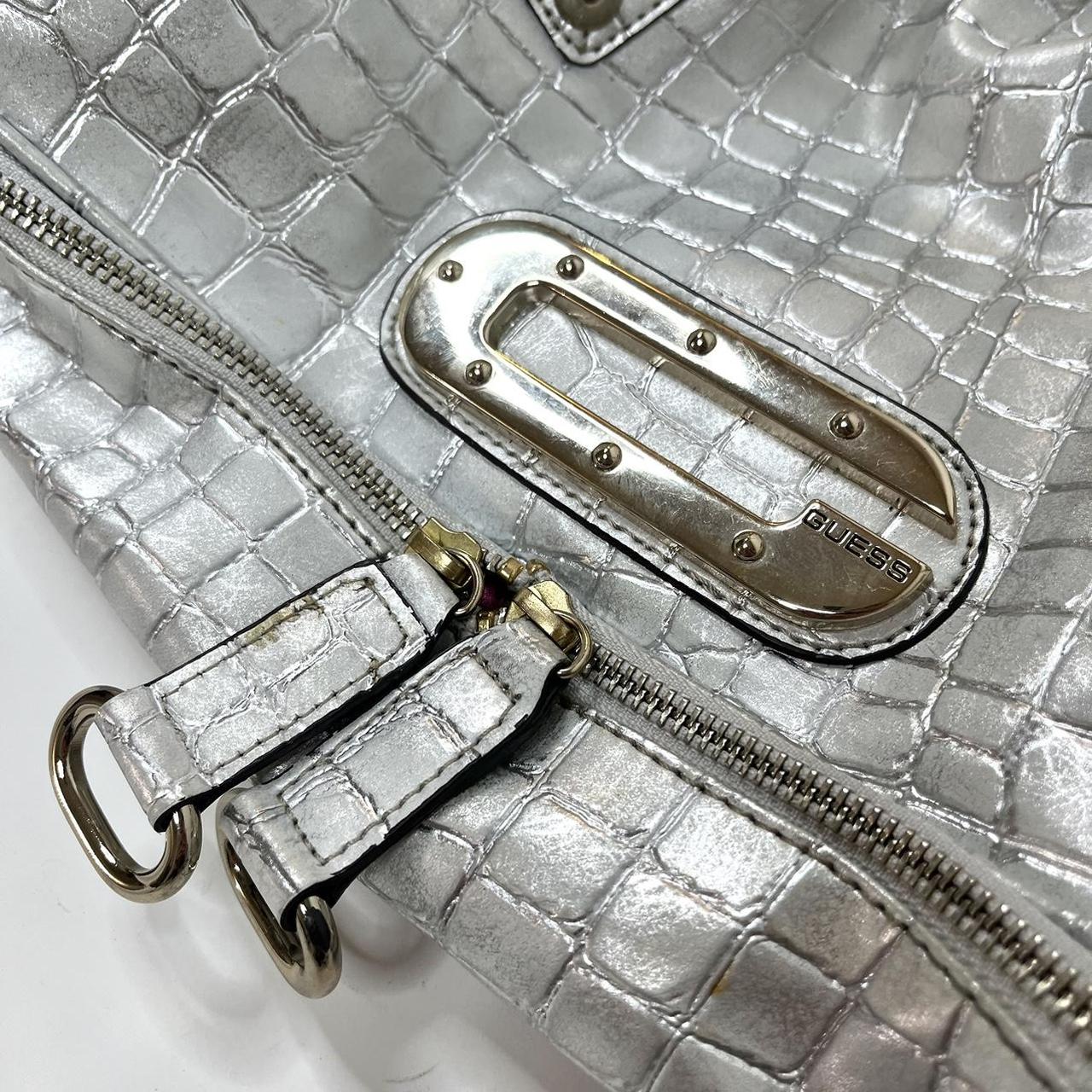 2000s Silver Guess Crocodile Print Studded Bag ★ ... - Depop