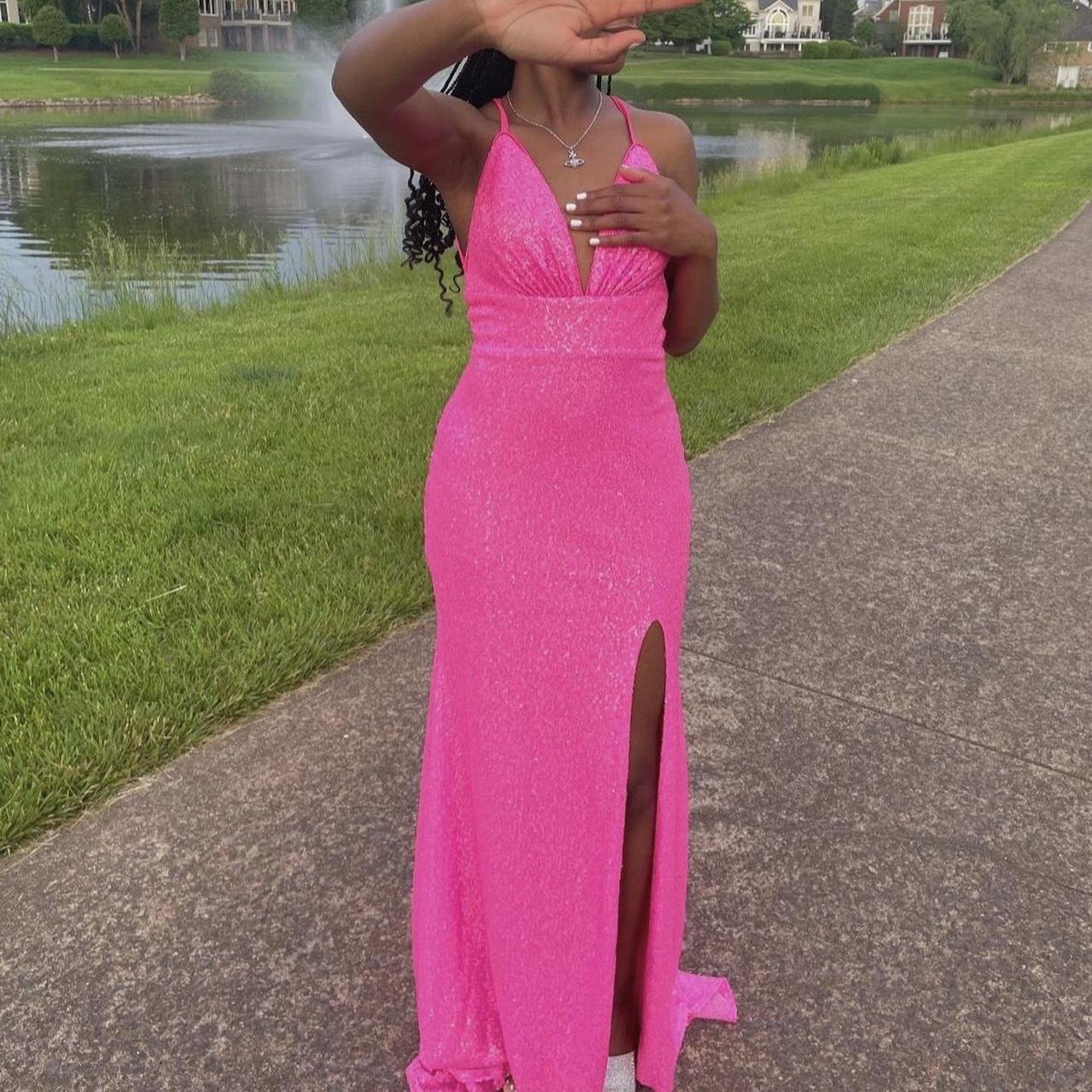 Practically new pink sparkly prom dress from prom... - Depop
