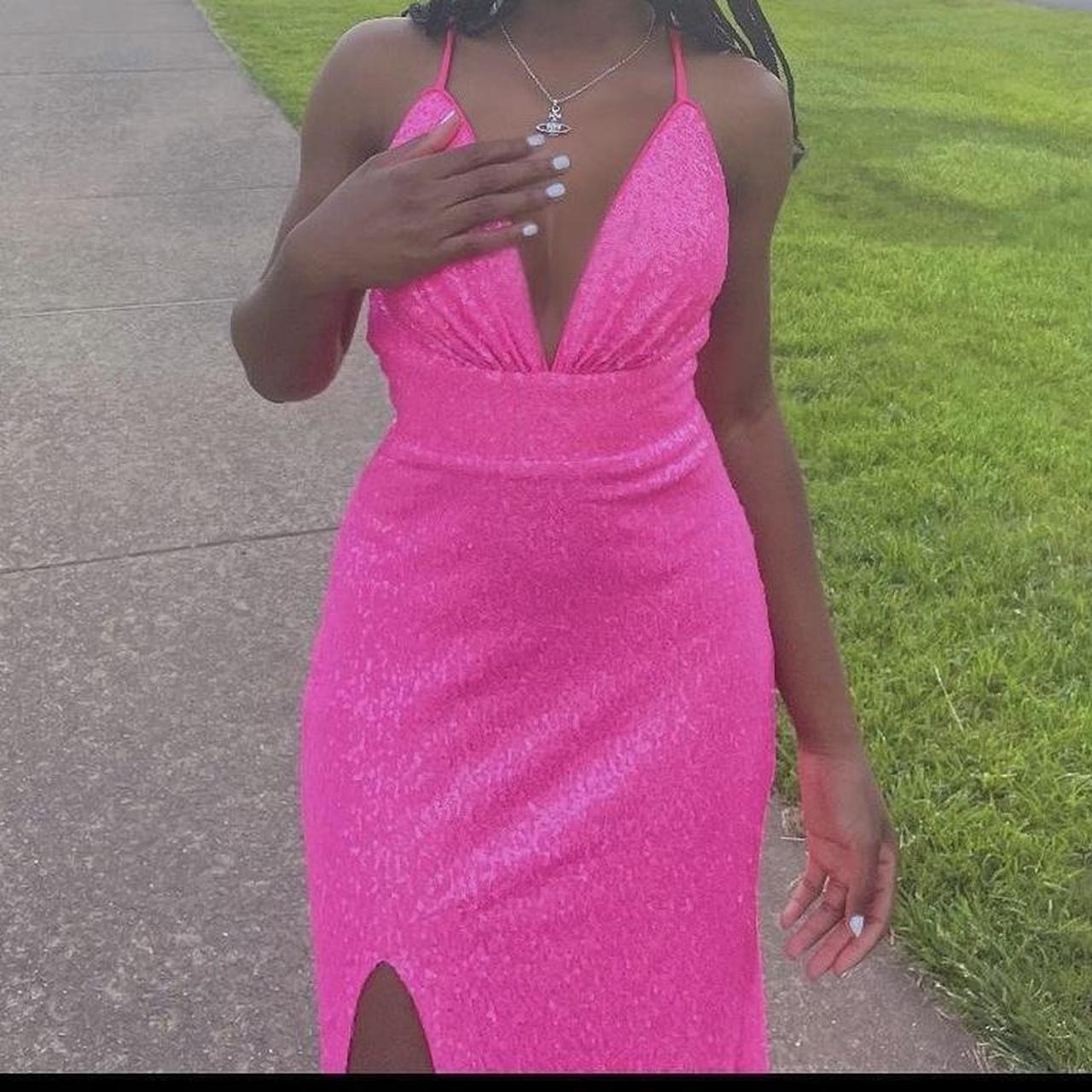 Practically new pink sparkly prom dress from prom... - Depop