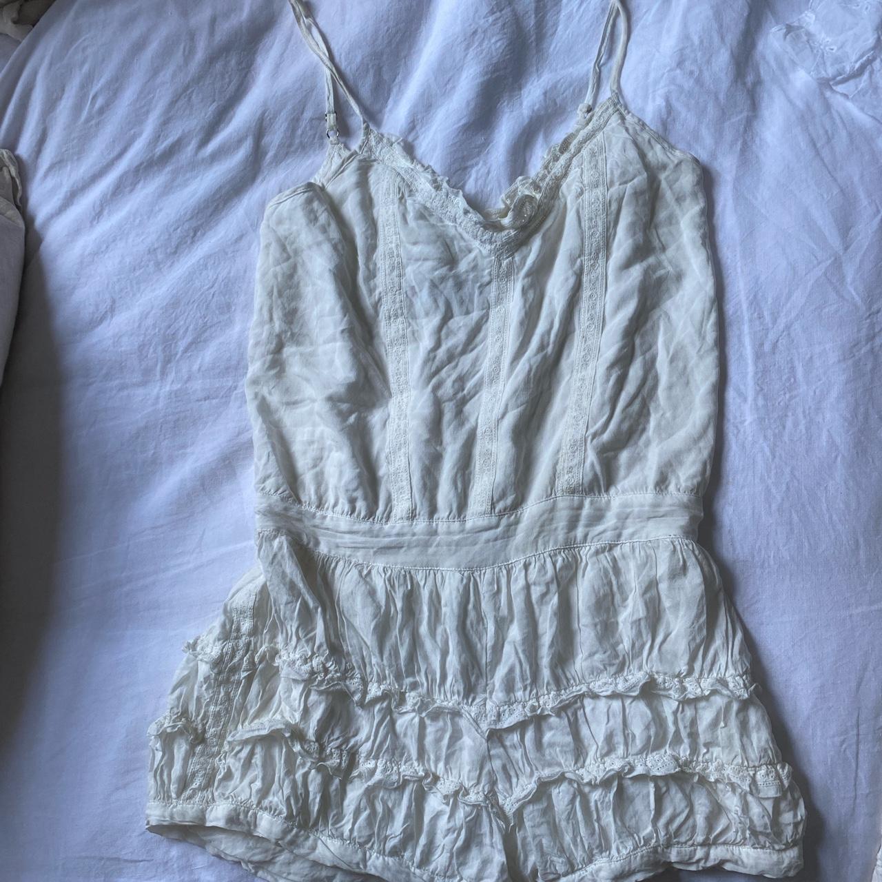 Flannel white lace playsuit Perfect for those hot... - Depop