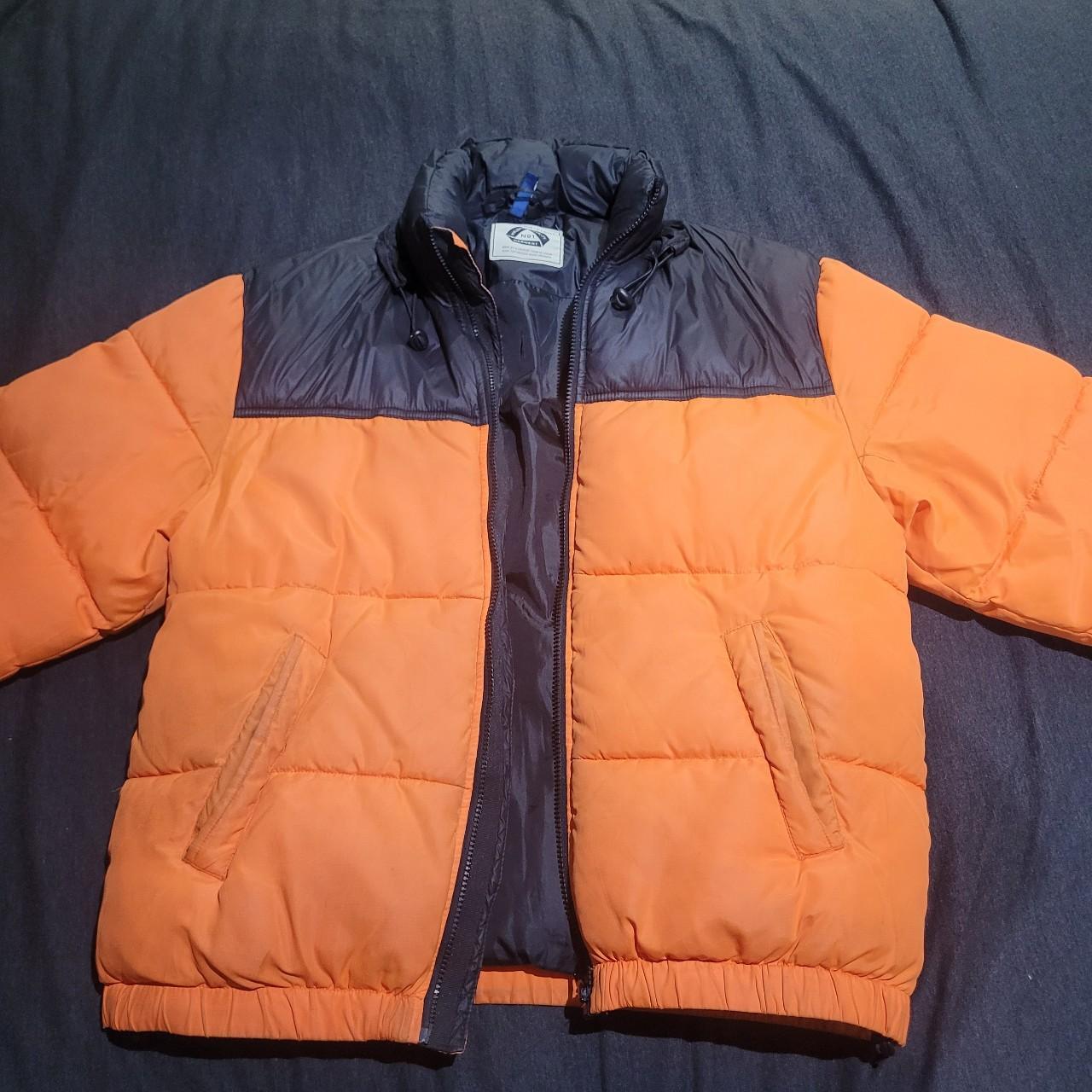 Orange Black Large Puffer Jacket Winter go to... - Depop
