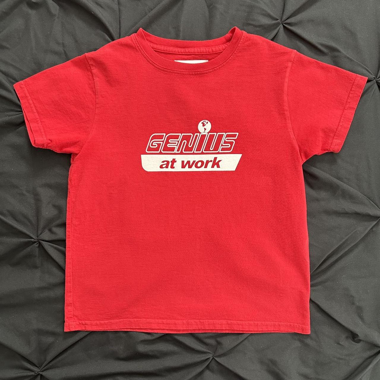 danielle guizio baby tee ️ the genius at work graphic... - Depop