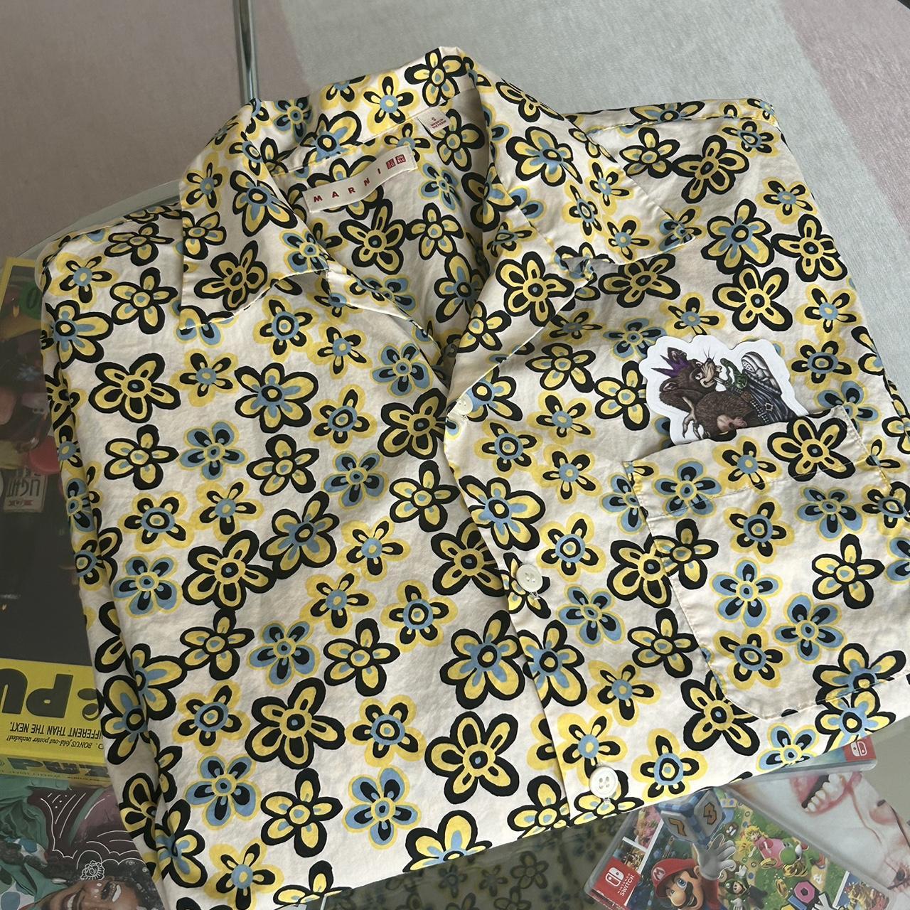 uniqlo x marni collab button up - flower button up... - Depop