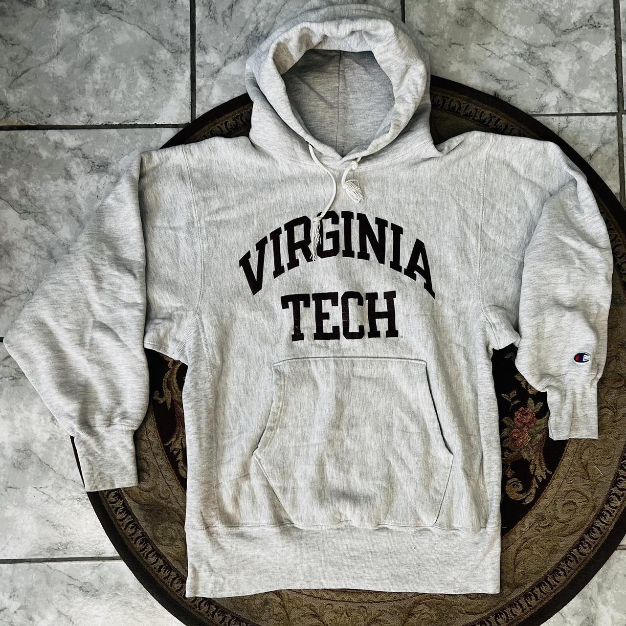 Vintage Virginia Tech Champion Reverse Weave Warmup... - Depop
