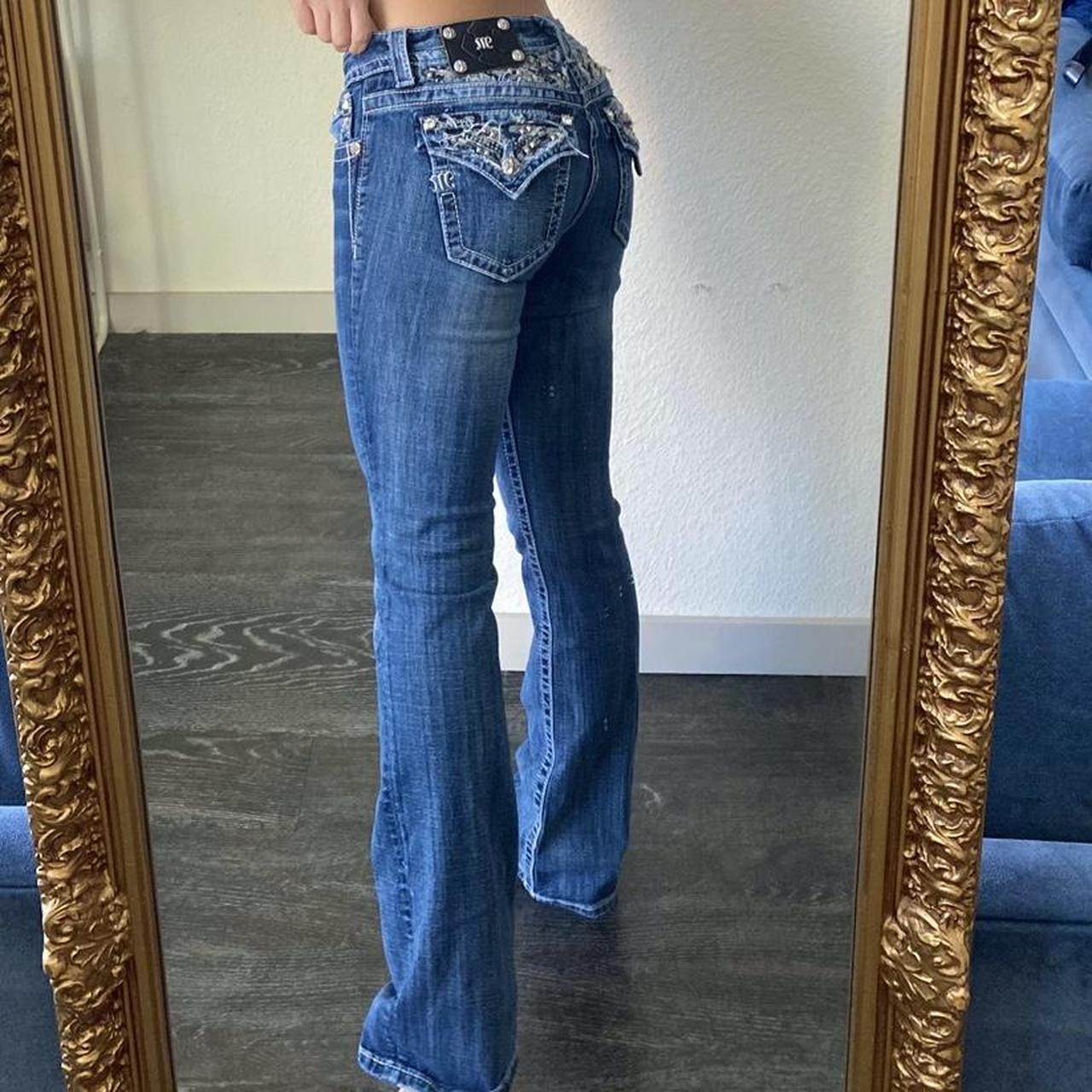 AUTHENTIC MISS ME LOW RISE BOOTCUT MEDIUM WASH DENIM... - Depop