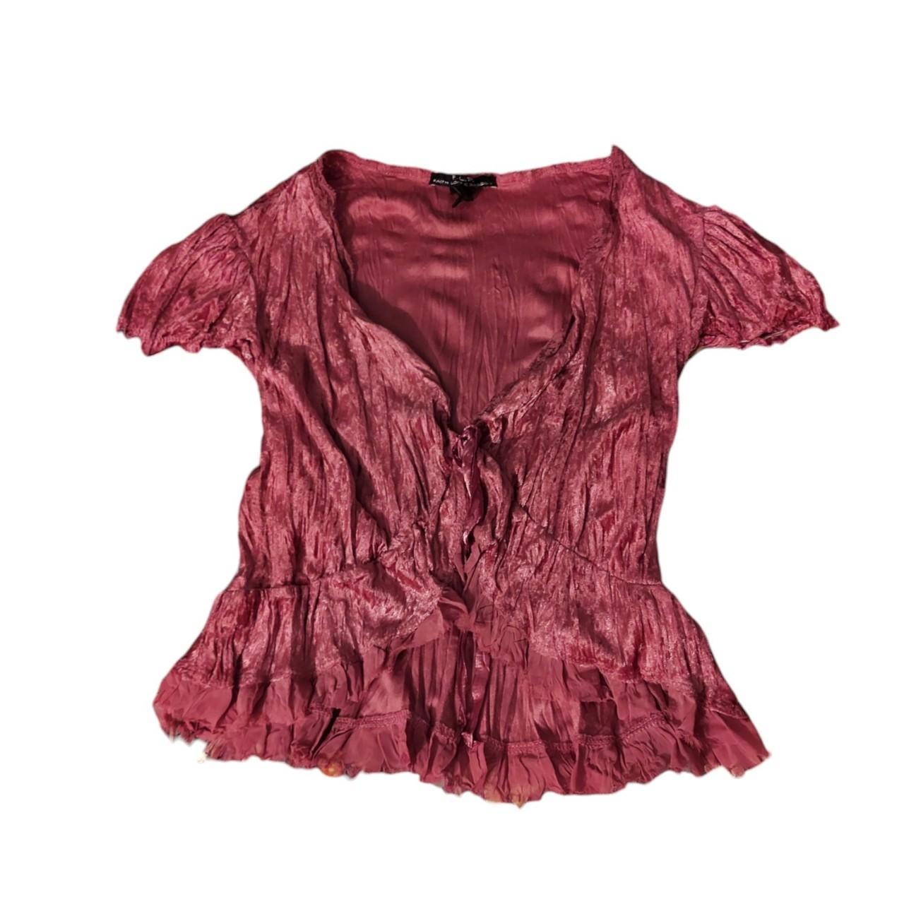 Early 2000s Velvet pink top Mini cardigan style... - Depop