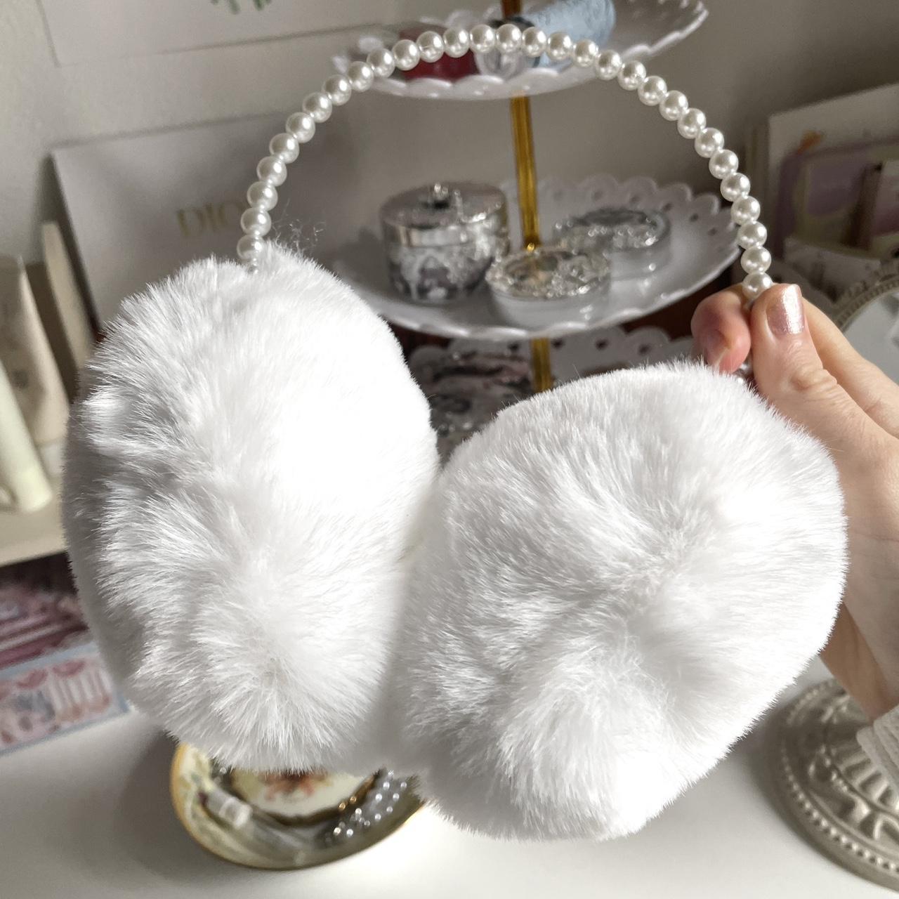 The cutest Pearl fur white fluffy ear muffs covers... - Depop