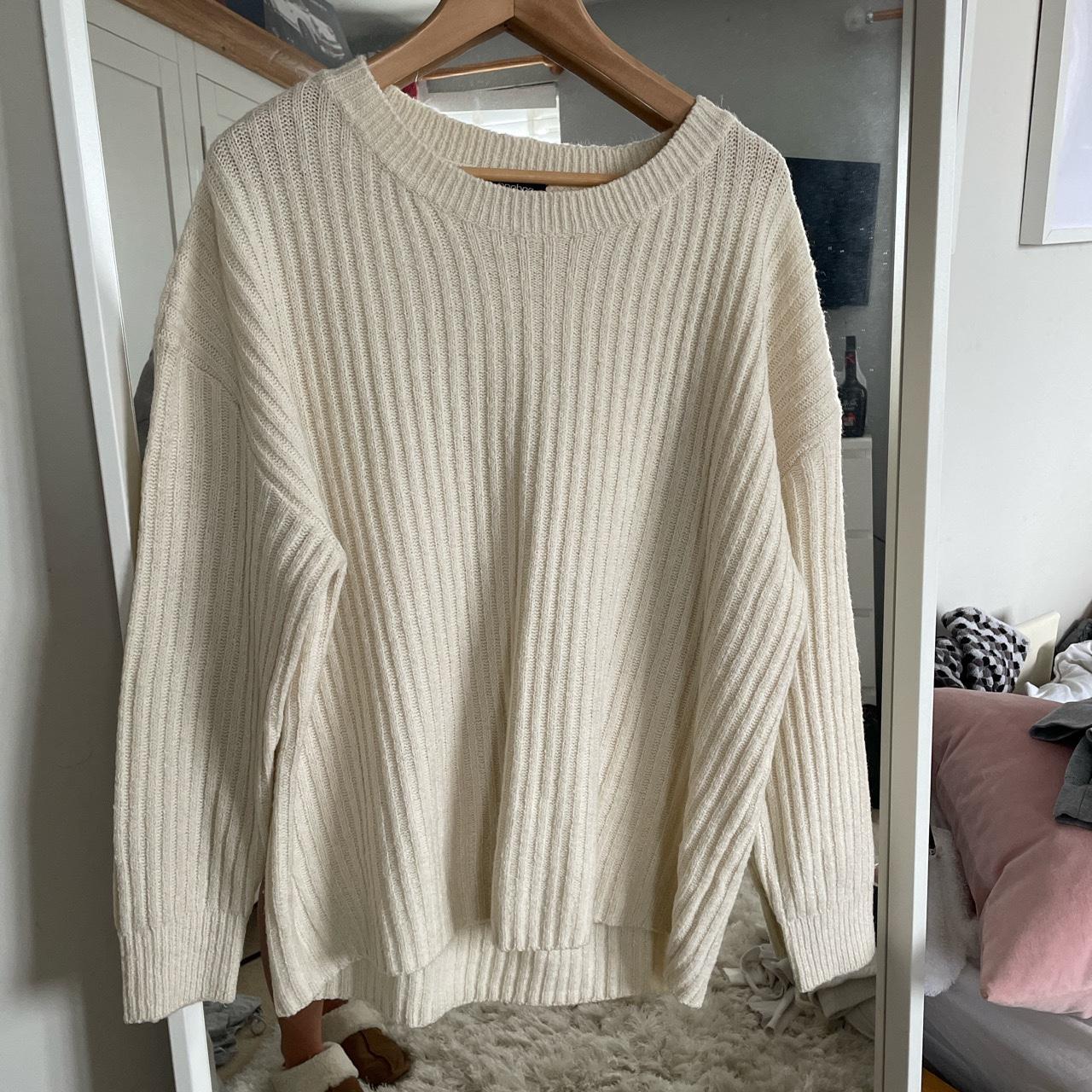 Boohoo oversized cream knit jumper Worn once In... - Depop