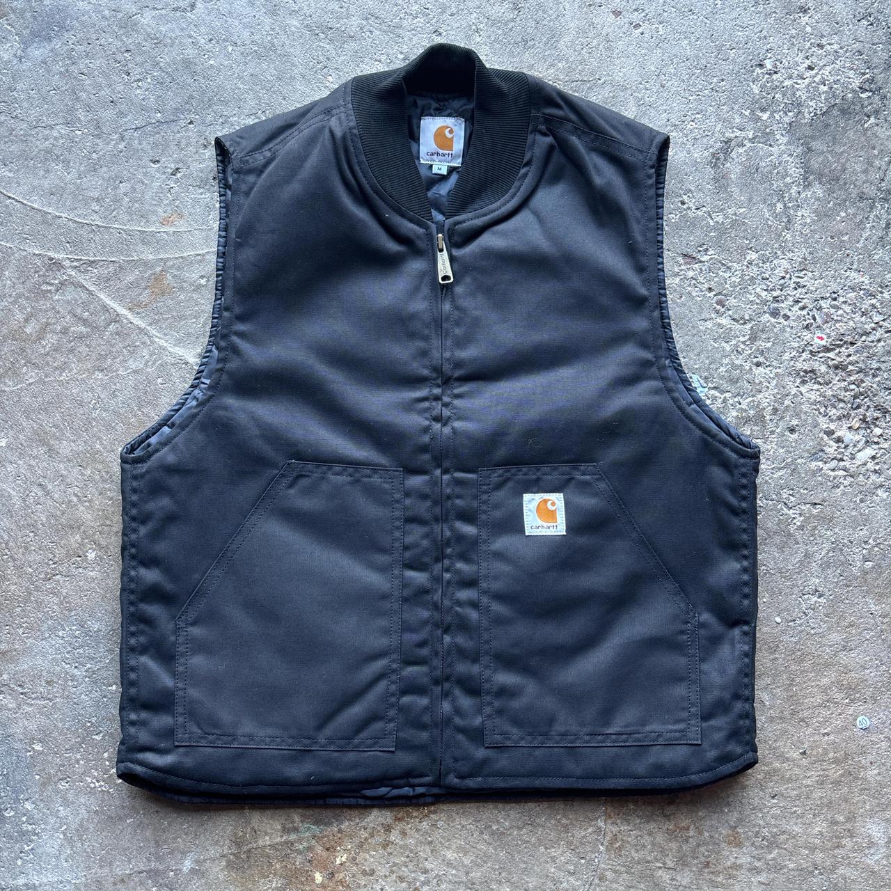 Black Carhartt Utility Vest with soft black quilted... | Depop