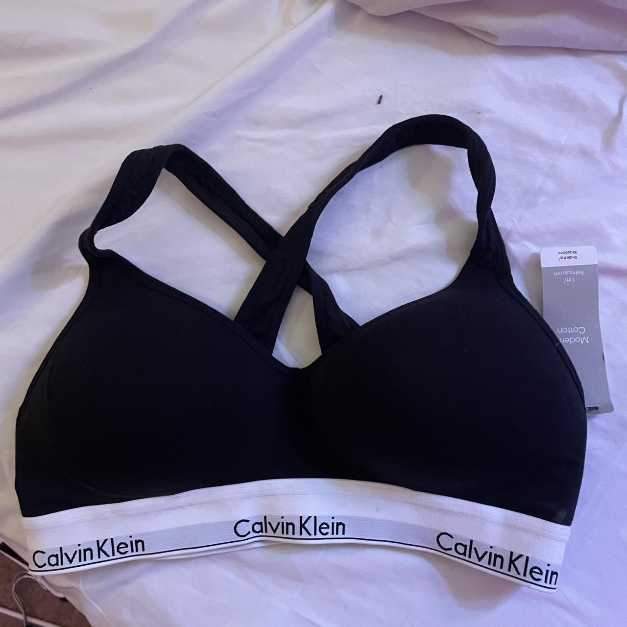 good condition black calvin klein bra crossover... - Depop