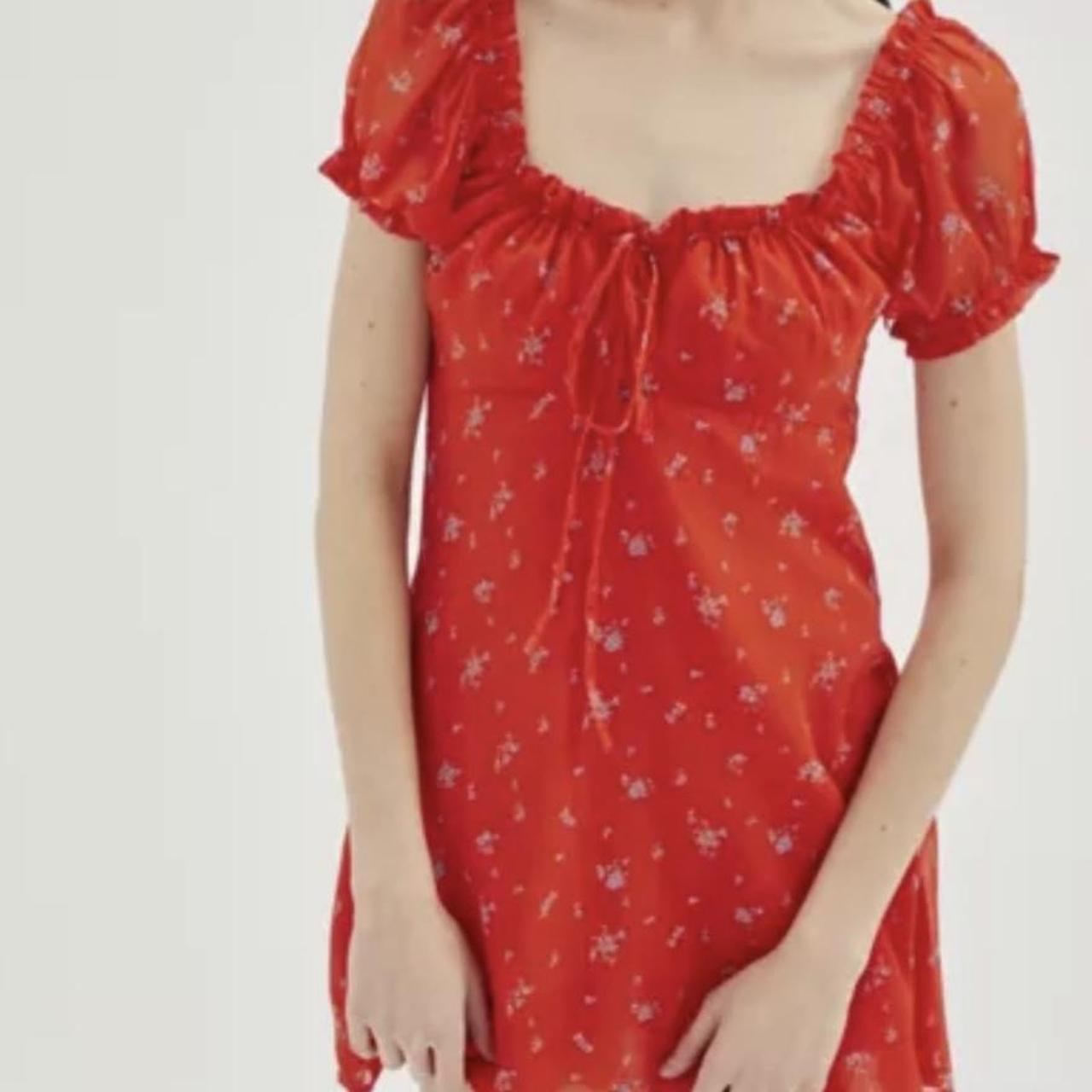 Urban Outfitters Red Becca dress with low cut back,... - Depop