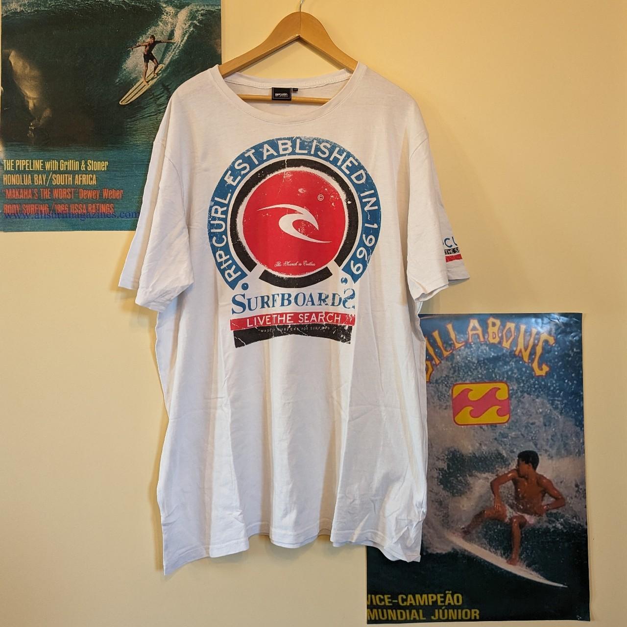 Vintage rip curl Tshirt Classic blue white and red... - Depop