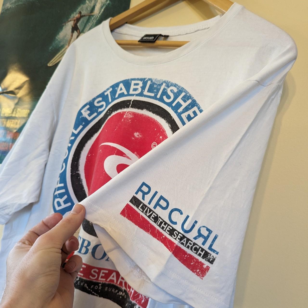Vintage rip curl Tshirt Classic blue white and red... - Depop