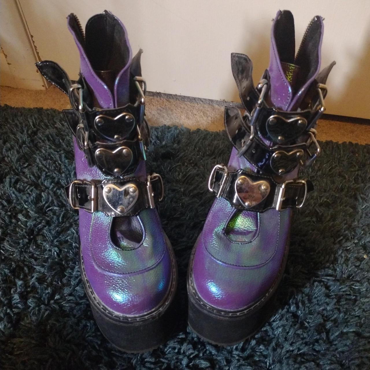 Demonia Women's Purple Boots | Depop