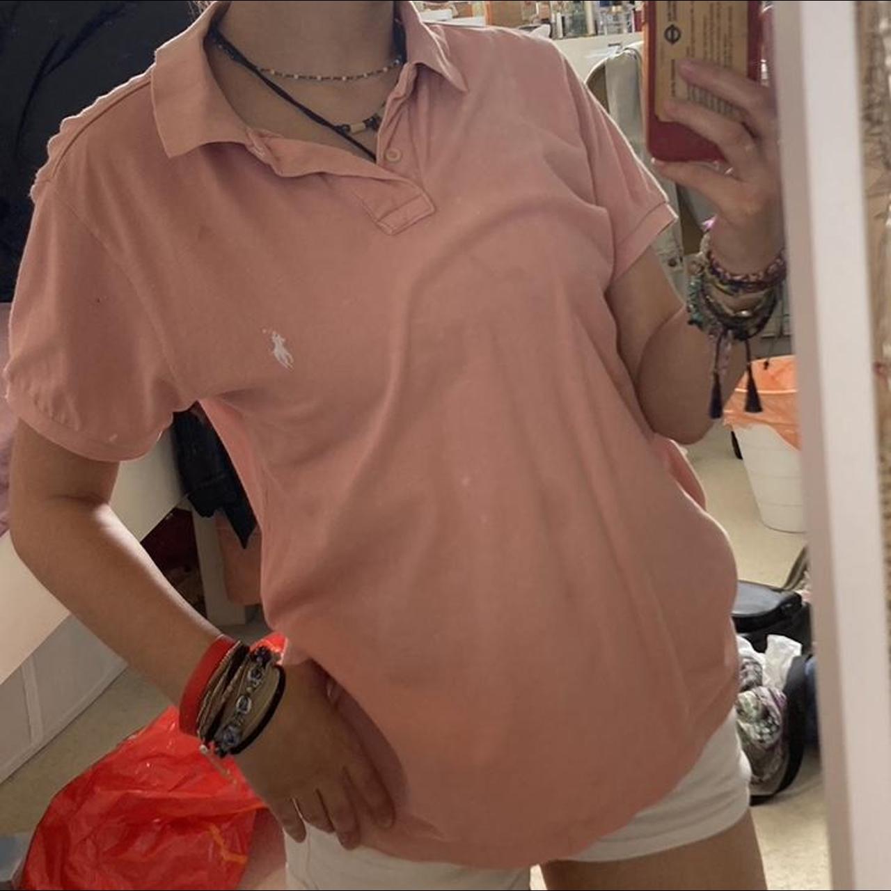 baby pink ralph lauren polo shirt peachy pink... - Depop