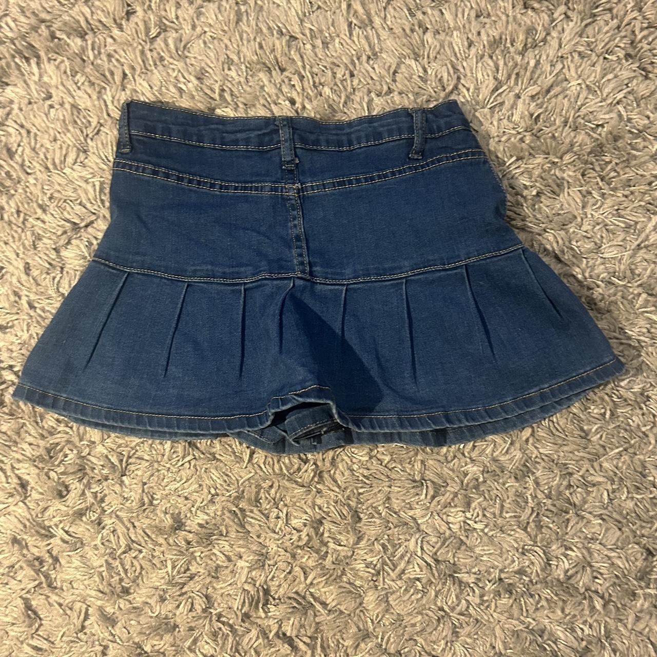 Denim mini skirt with shorts underneath Size xs... - Depop