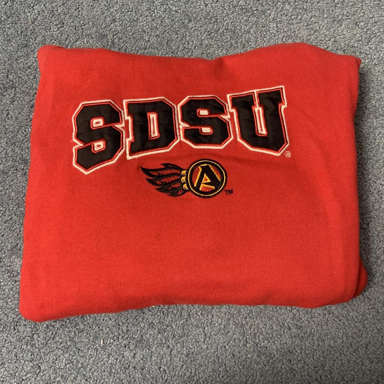 vintage SDSU Adidas hoodie with some minor staining... - Depop