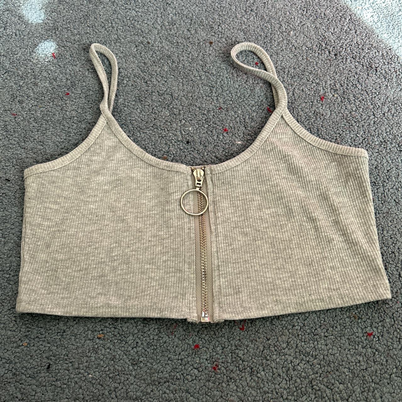 super cropped zip up tank - Depop
