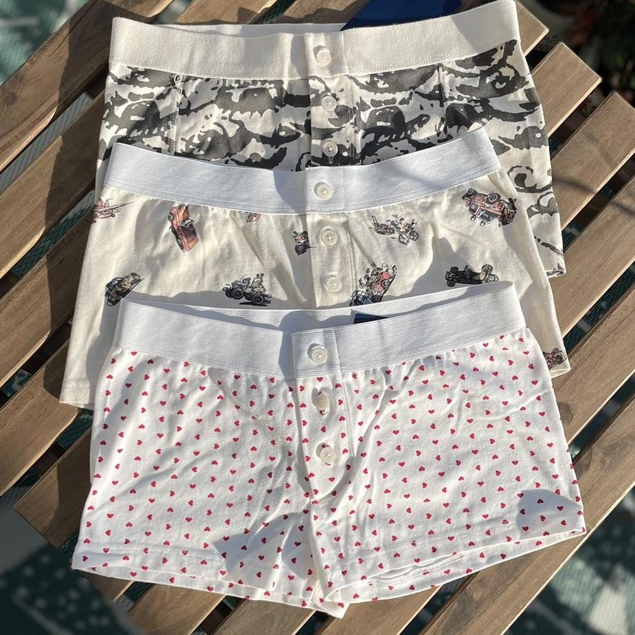 Brandy Melville Boyshort Trio ivory Eye Boyshorts,... - Depop