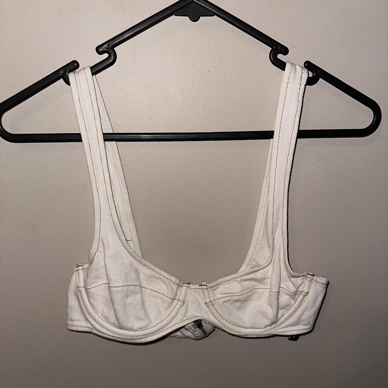 White Fox Boutique Denim Crop Size Small Worn once... - Depop