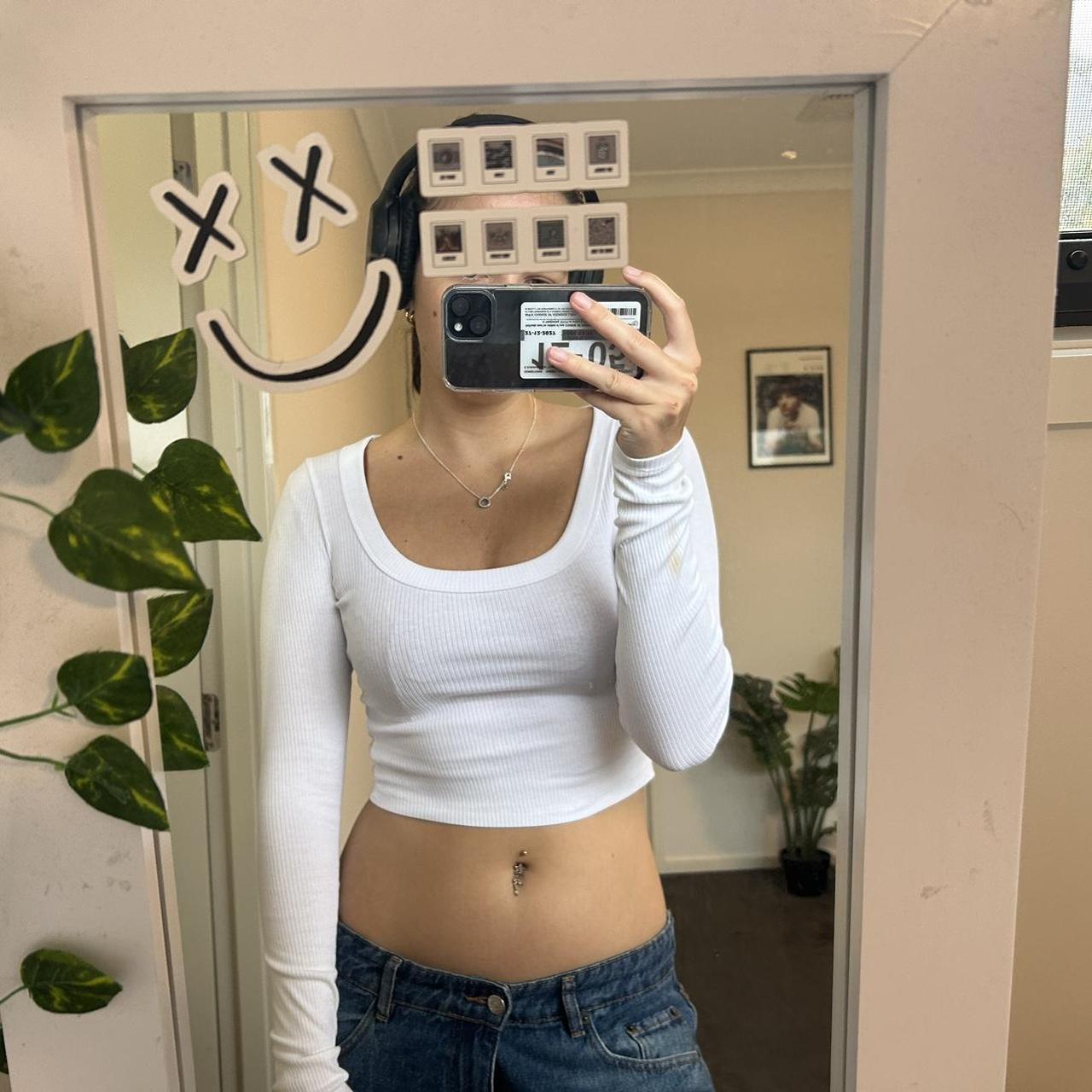 glassons white cropped long sleeve, such good... - Depop