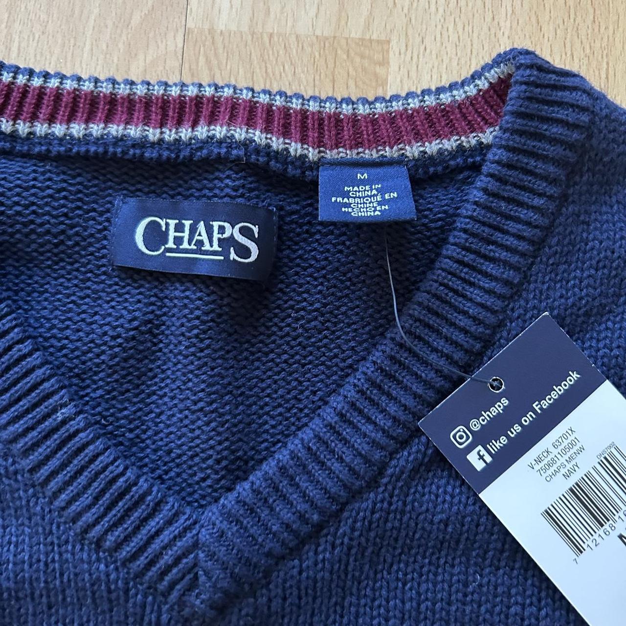 Brand new Chaps navy v neck knit Size mens medium... - Depop