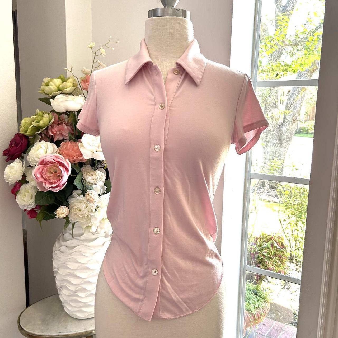 Aritzia light pink button up shirt Size womens XS... - Depop