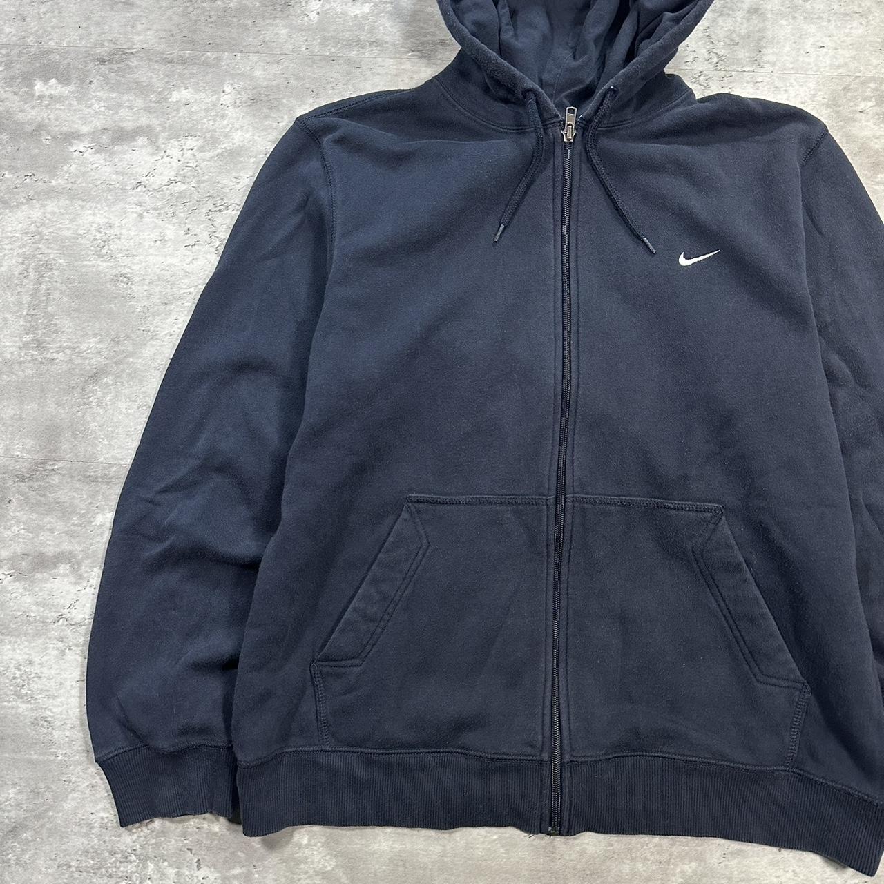 00’s Dark Navy Blue Nike ZipUp hoodie Size XL 25“... - Depop