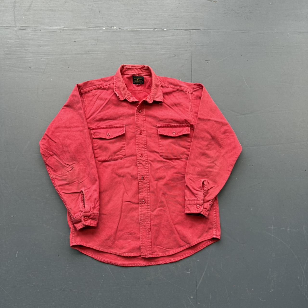 80s ruby Red Button up pullover jacket Fits Size... | Depop