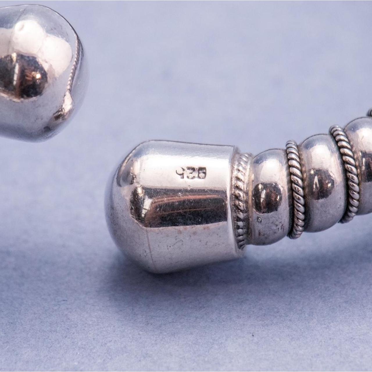 Solid sterling silver reticulated tube bangle with... - Depop