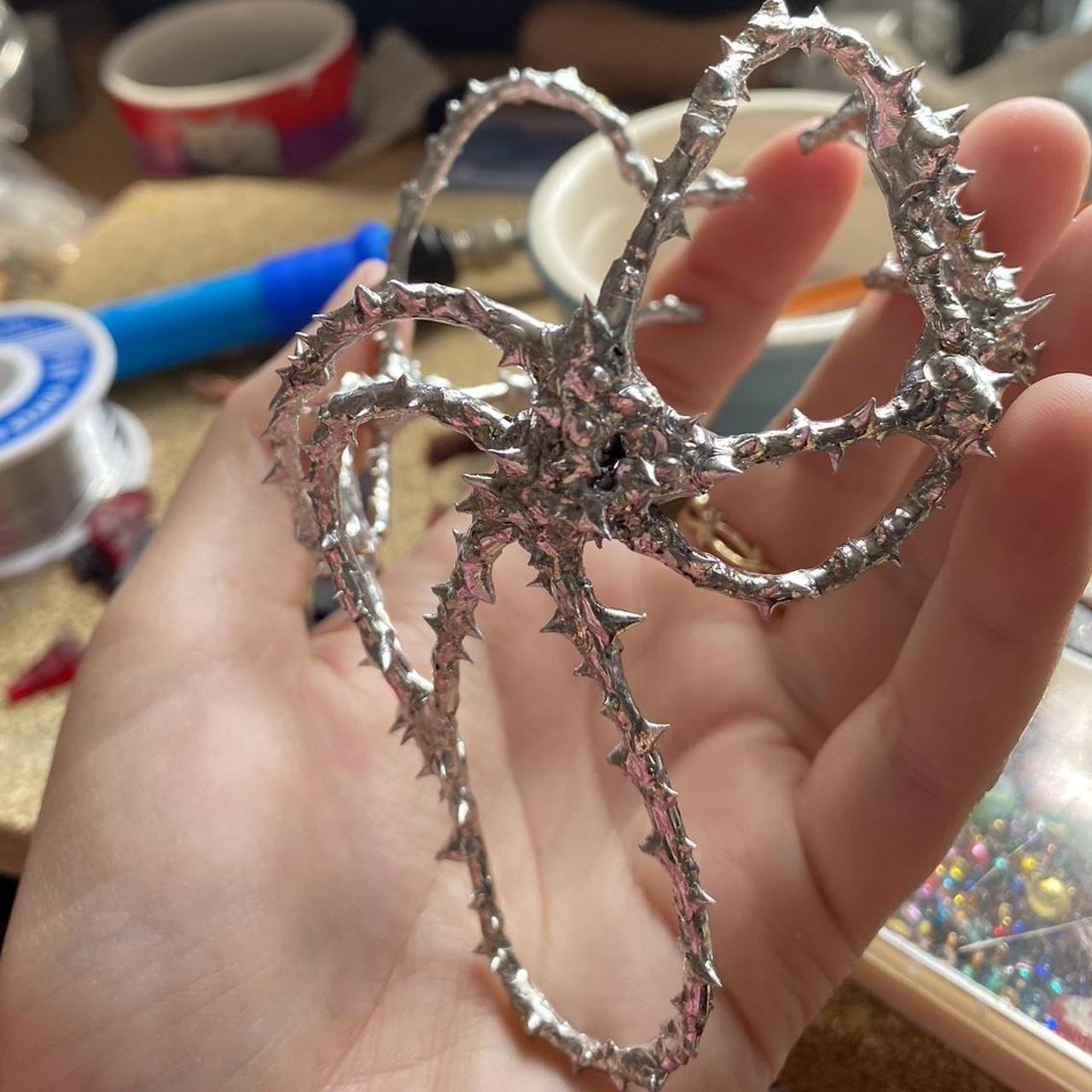 Bramble spiky spikey bracelet bangle handmade silver... - Depop