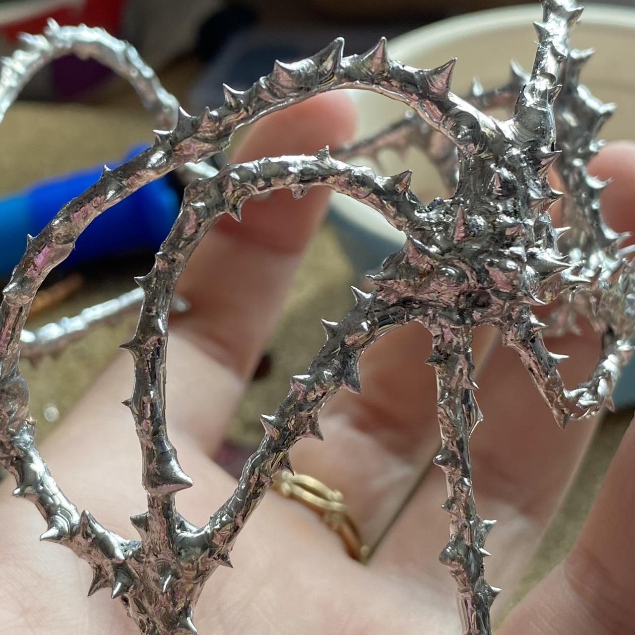 Bramble spiky spikey bracelet bangle handmade silver... - Depop