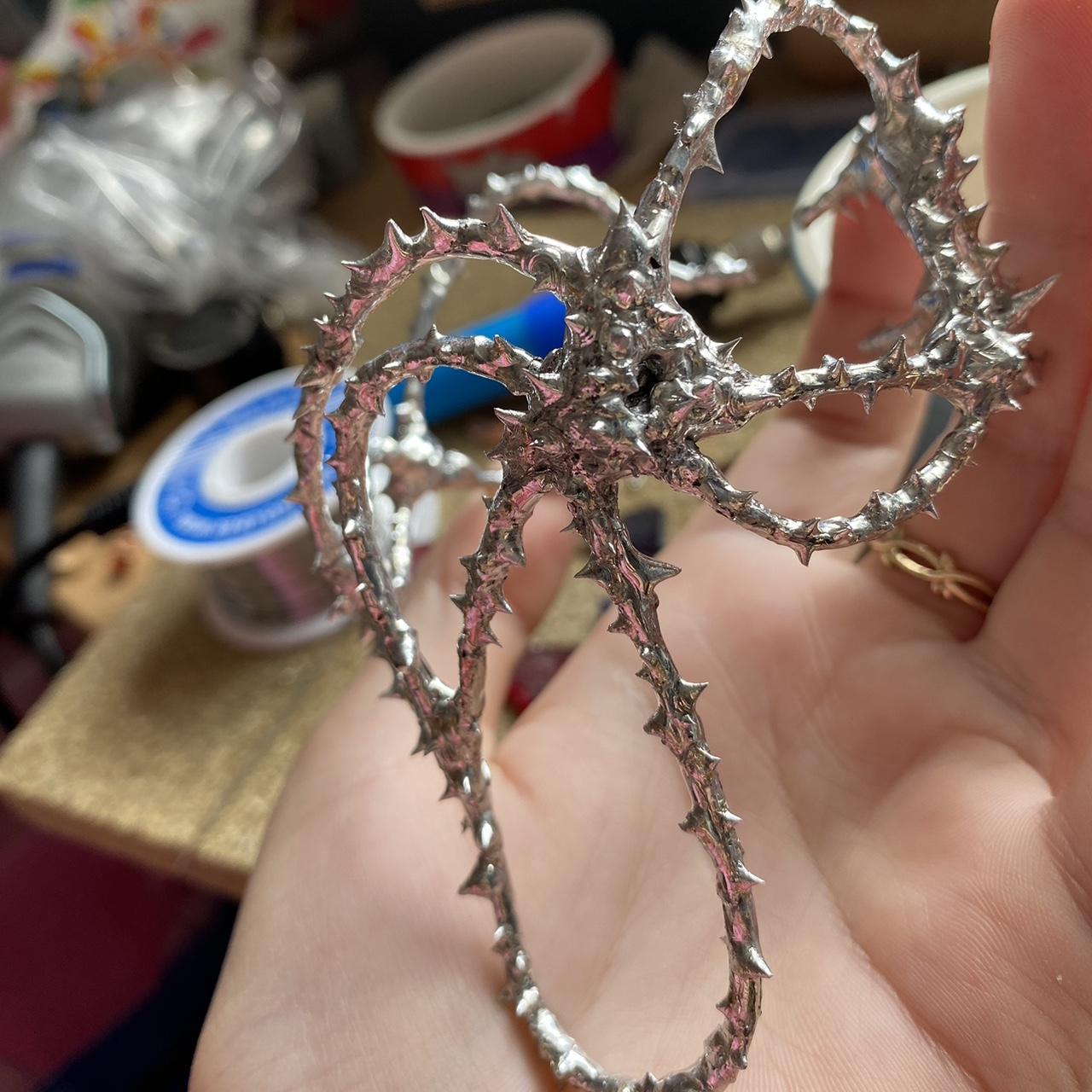 Bramble spiky spikey bracelet bangle handmade silver... - Depop