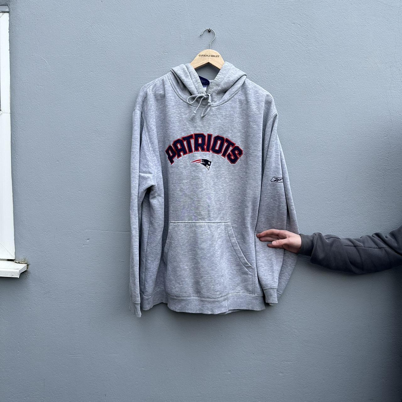 Reebok Men's Grey and Navy Hoodie | Depop