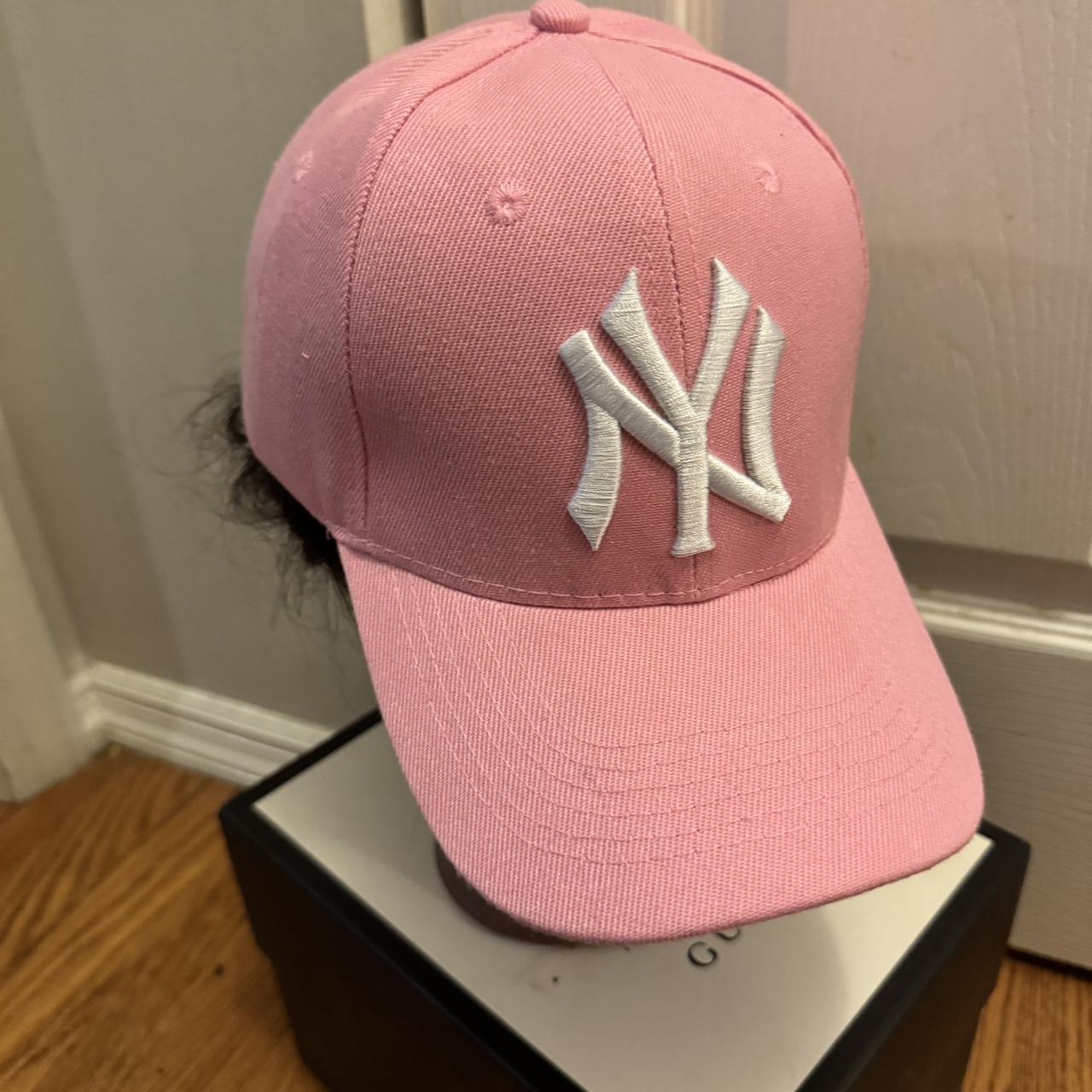 Pink NY baseball cap Never worn One size fit all - Depop