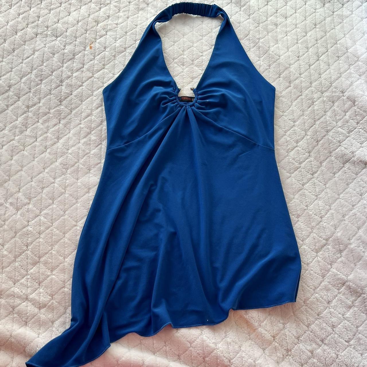 Bright Cobalt Blue Halter top with ring! So cute and... - Depop
