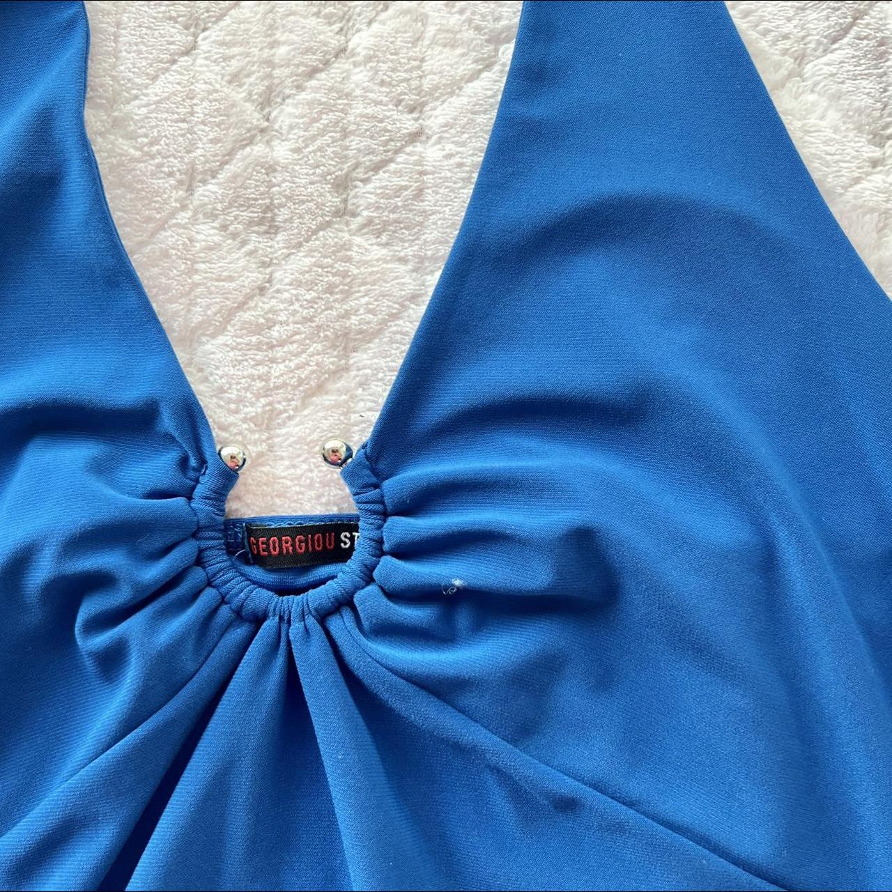 Bright Cobalt Blue Halter top with ring! So cute and... - Depop