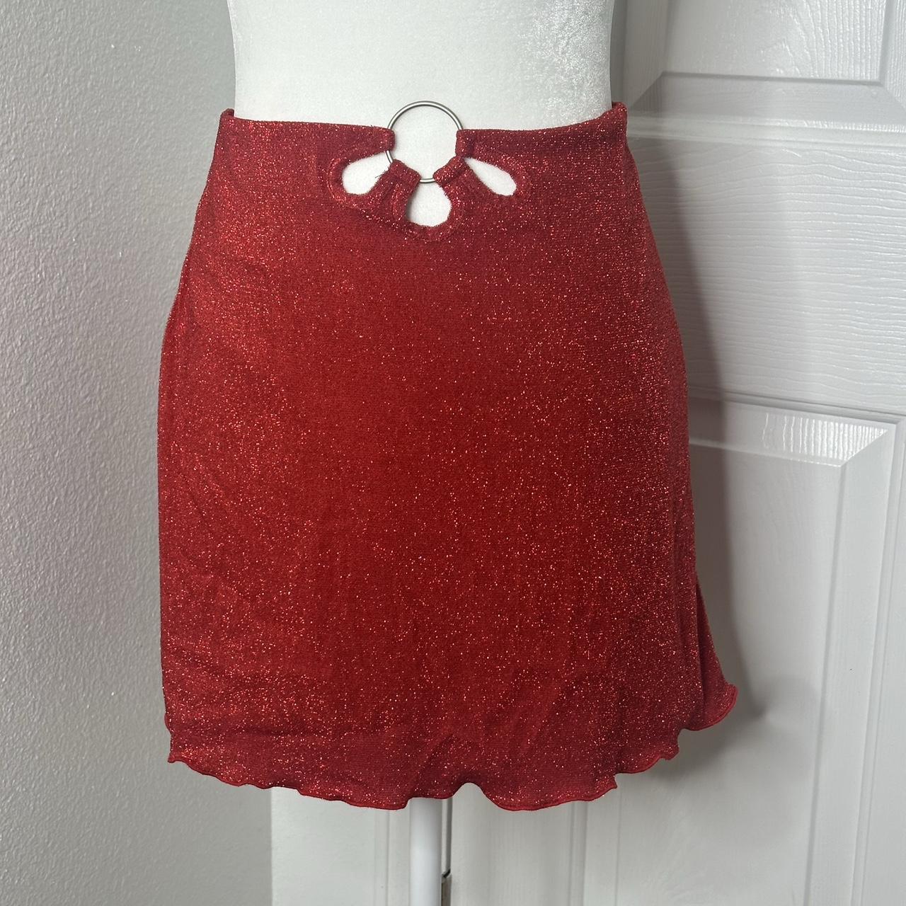 Princess Polly red sparkly mini skirt - Depop