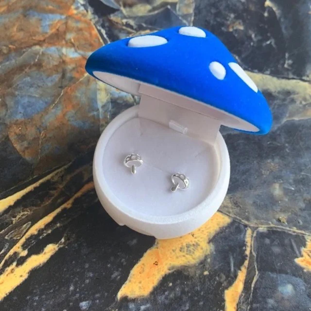 Sterling silver mushroom earrings toadstool In a... - Depop