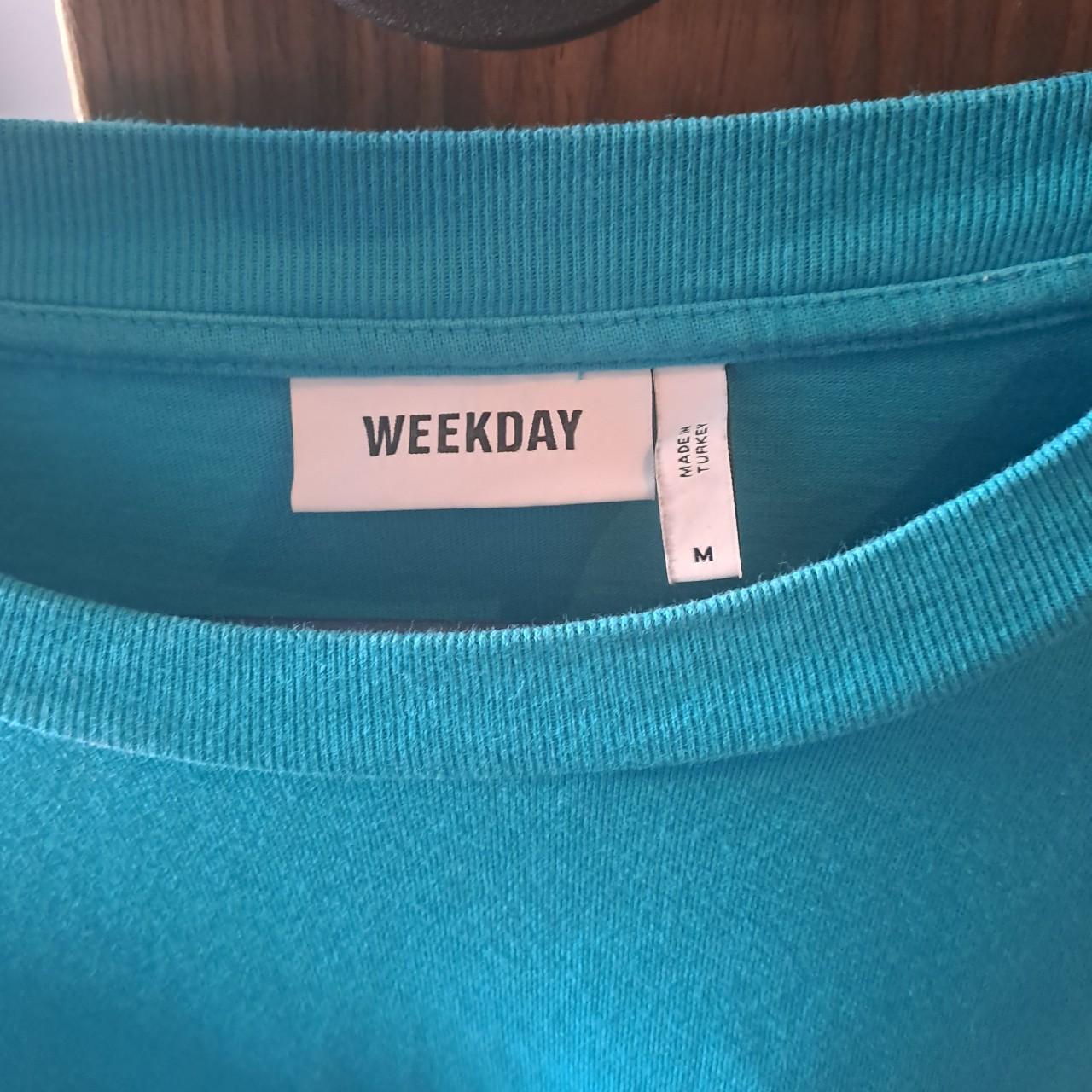 Weekday turquoise plain basic oversized t shirt -... - Depop