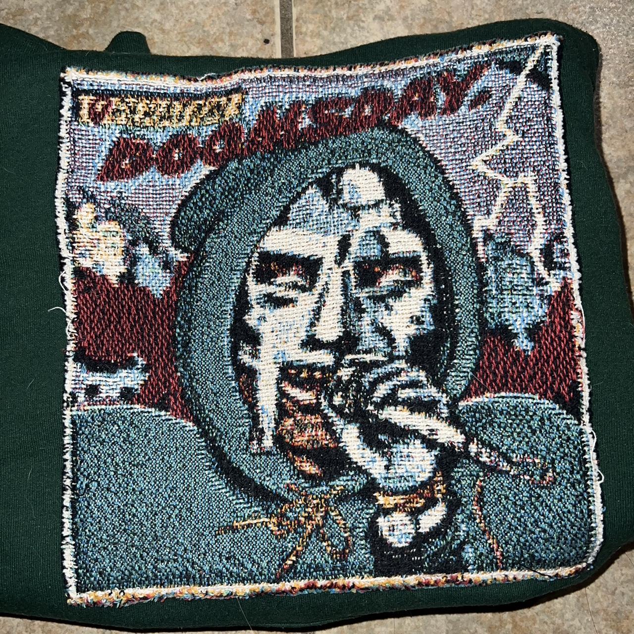 quilted mf doom hoodie true to size the artwork tho... - Depop