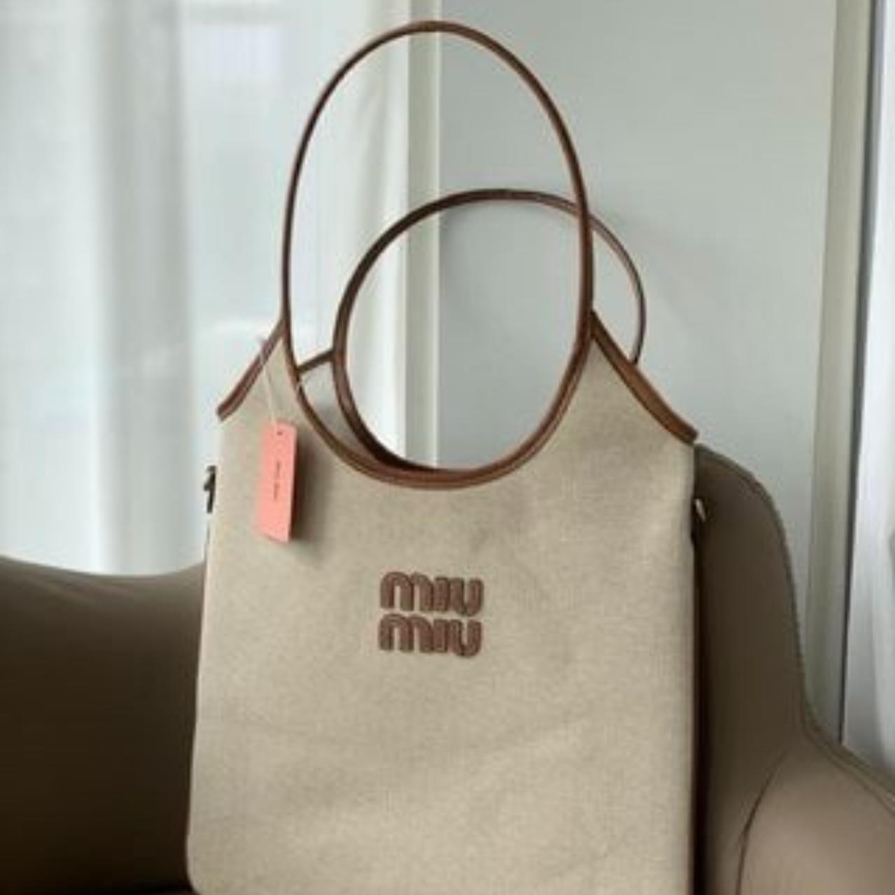 MIU MIU Tote Bag Canvas Tote Shopping... - Depop