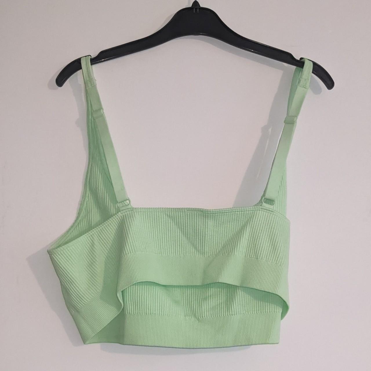 pale lime green weekday crop top / bralette... - Depop