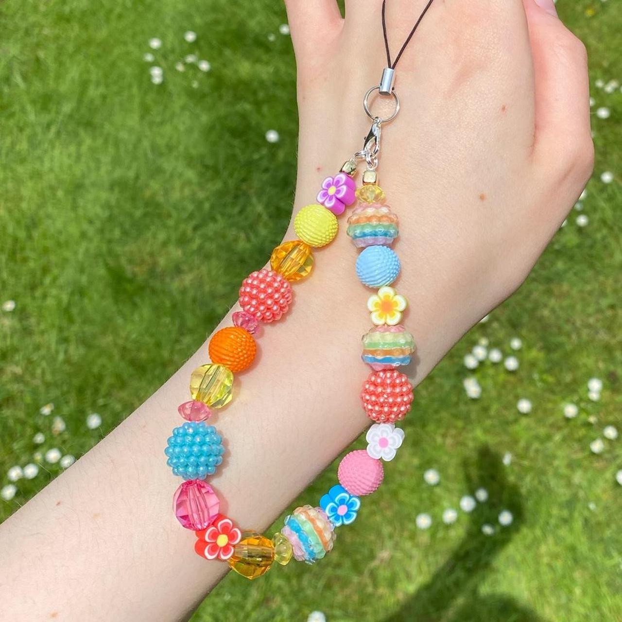 🌈 RAINBOW CHUNKY UNIQUE PHONE BEADS 🌈 BEADED PHONE... - Depop