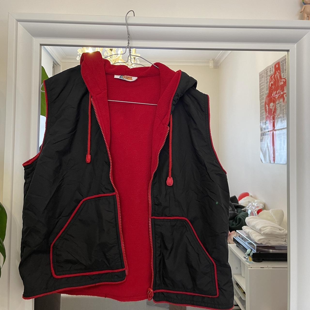 Reversible cropped red fleece vest Pockets on one... - Depop