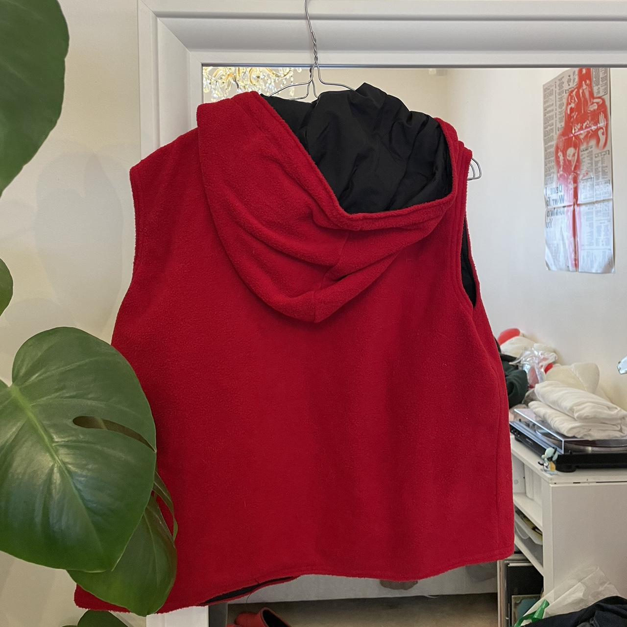 Reversible cropped red fleece vest Pockets on one... - Depop
