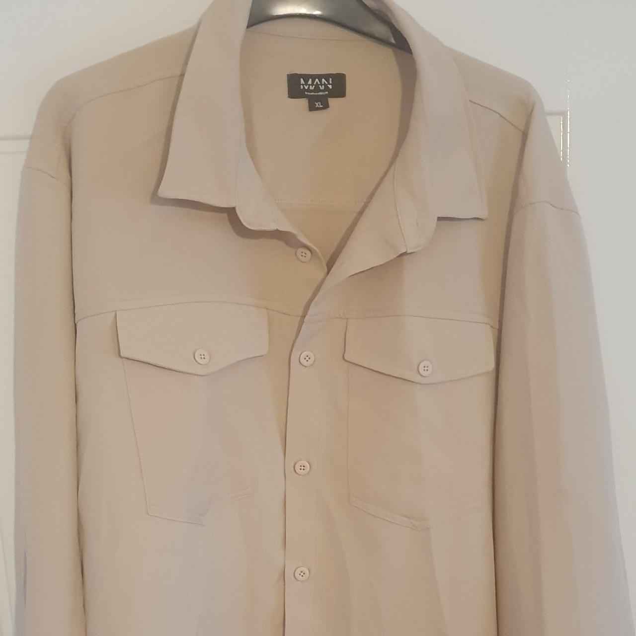 Boohoo Cream over shirt XL #Shacket #overshirt... | Depop