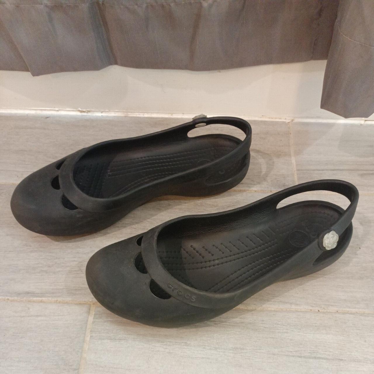 Crocs Jayna Ballet Flats Slingback Shoes with Flower... - Depop